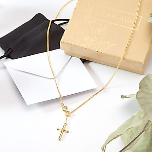 Dear Ava Infinity Sweet Sixteen Necklace | Gift for Girls and Teenager | Modern Jewelry Pendant with Heartfelt Card | Sterling Silver Gifts for 16th Birthday Necklaces Gold