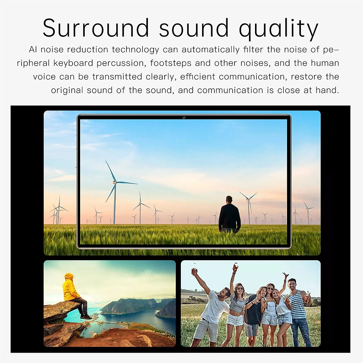 2 in 1 Tablet 10.1 Inch, 8GB RAM 256GB ROM, Dual 8+20MP Camera, 2.4G 5G Dual Band WiFi Tablet MT6755 8 Core, Bluetooth, 128GB Expand Support (US Plug 110‑240V)