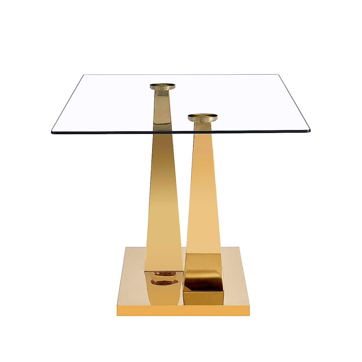 63" Glass Dining Table for 4 to 6 People, Modern Minimalist Kitchen Table with Tempered Glass Tabletop and Gold Metal Base, Large Rectangle Dining Room Table for Kitchen Dining Room