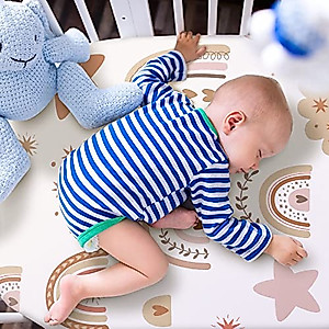 4 Pcs Baby Bassinet Sheets Soft Fitted for Baby Boys Girls Soft Cotton Animals Bassinet Sheet Cover Safe Comfort for Standard Bassinet Pads Rectangular Mattress Cradle, Zebra, Giraffe