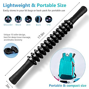 Monfasye Muscle Roller Stick, Yoga Massage Roller Bar Fitness Beauty Tool for Athletes Relief Leg Back Pain (Black)