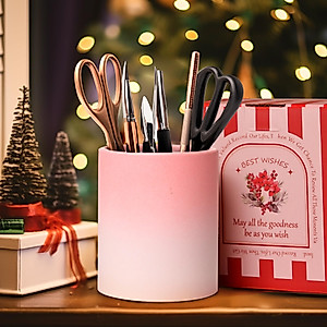 ComSaf Ceramic Pen Holder Minimalist Pencil Holder for Desk Home Office Decor Cute Pencil Cup for Kid Gift Classroom School Desk Organization