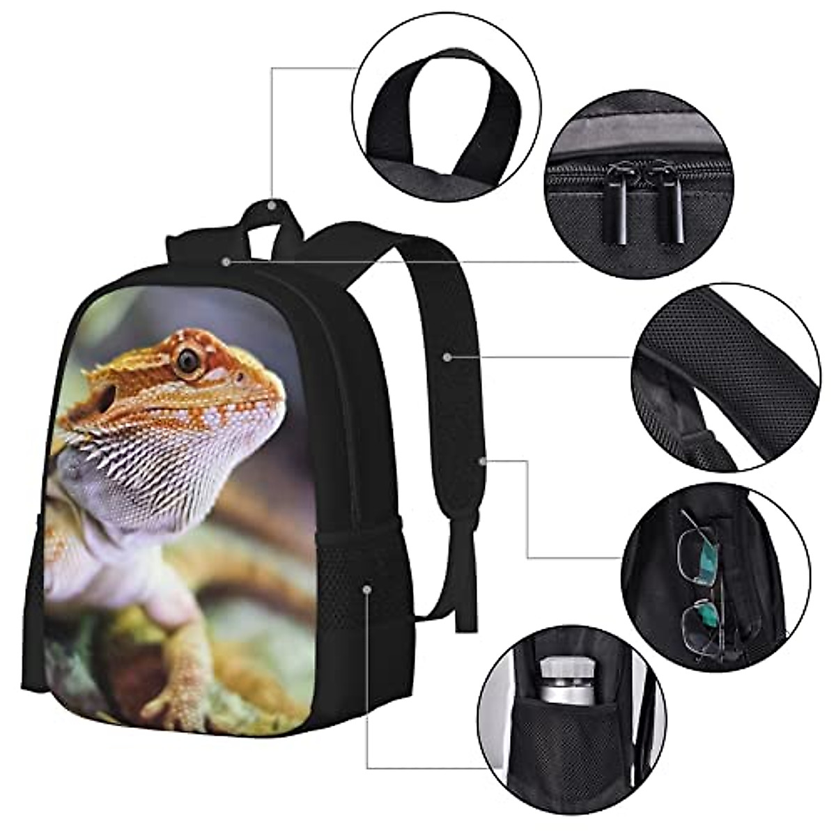 FREE LION Kids Fierce Bearded Dragon Lizard Backpack for Boys Girls Bookbags Elementary Middle High School Bag Large Capacity 17 inch Big Student Backpack for School% Travel
