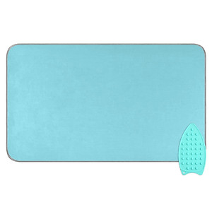 Kigai Plain Sky Blue Solid Color Ironing Mat - with 3mm Padding & Silicone Iron Rest, Quilting & Travel Portable Ironing Pad, Quilted Washer Dryer Heat Resistant Pad 47 X 27.6 Inch
