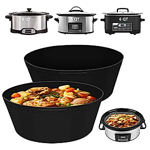 Slow Cooker Liners fit Crock-Pot 6 Quart Oval Slow Cooker,Reusable & Leakproof Dishwasher Safe Cooking Liner for 6 QT Crock Pot (2pcs-black-6QT)