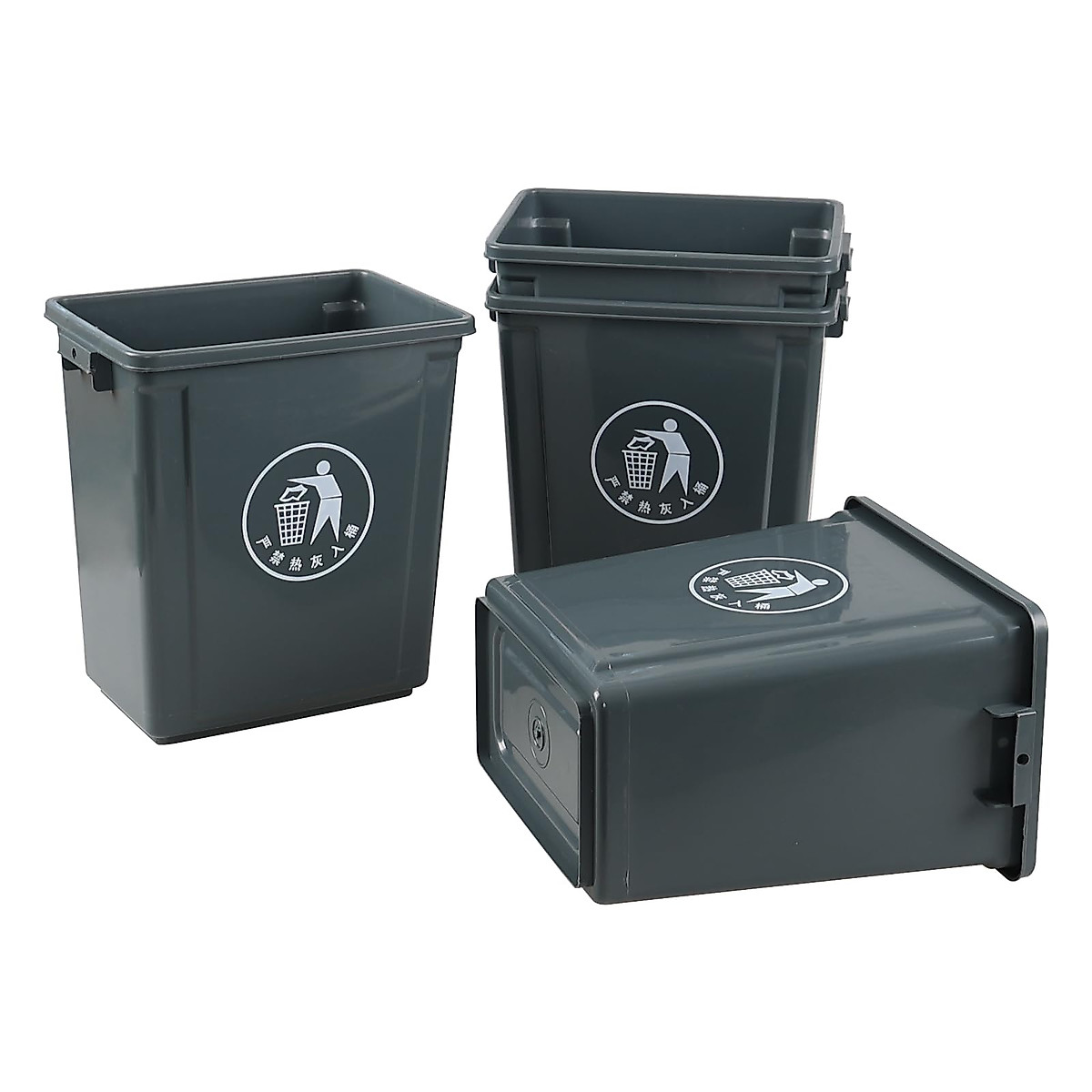 Cand 4-Pack 10 L Plastic Trash Can Wastebasket, Small Kitchen Garbage Can, Grey