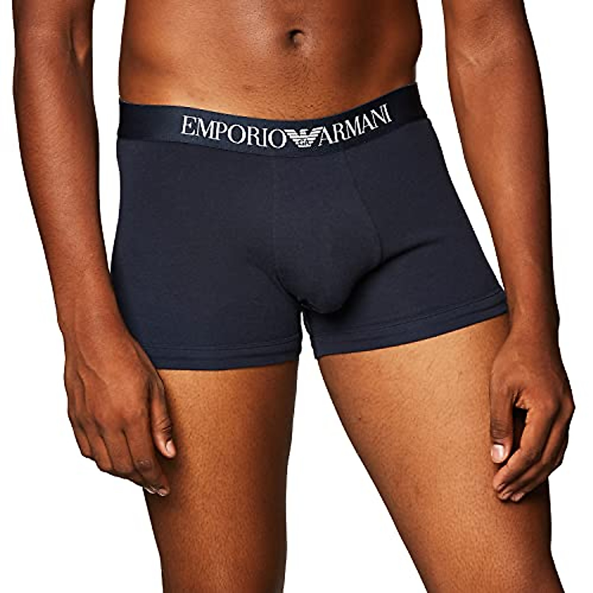 Emporio Armani mens Cotton Stretch boxer briefs, Marine, Small US