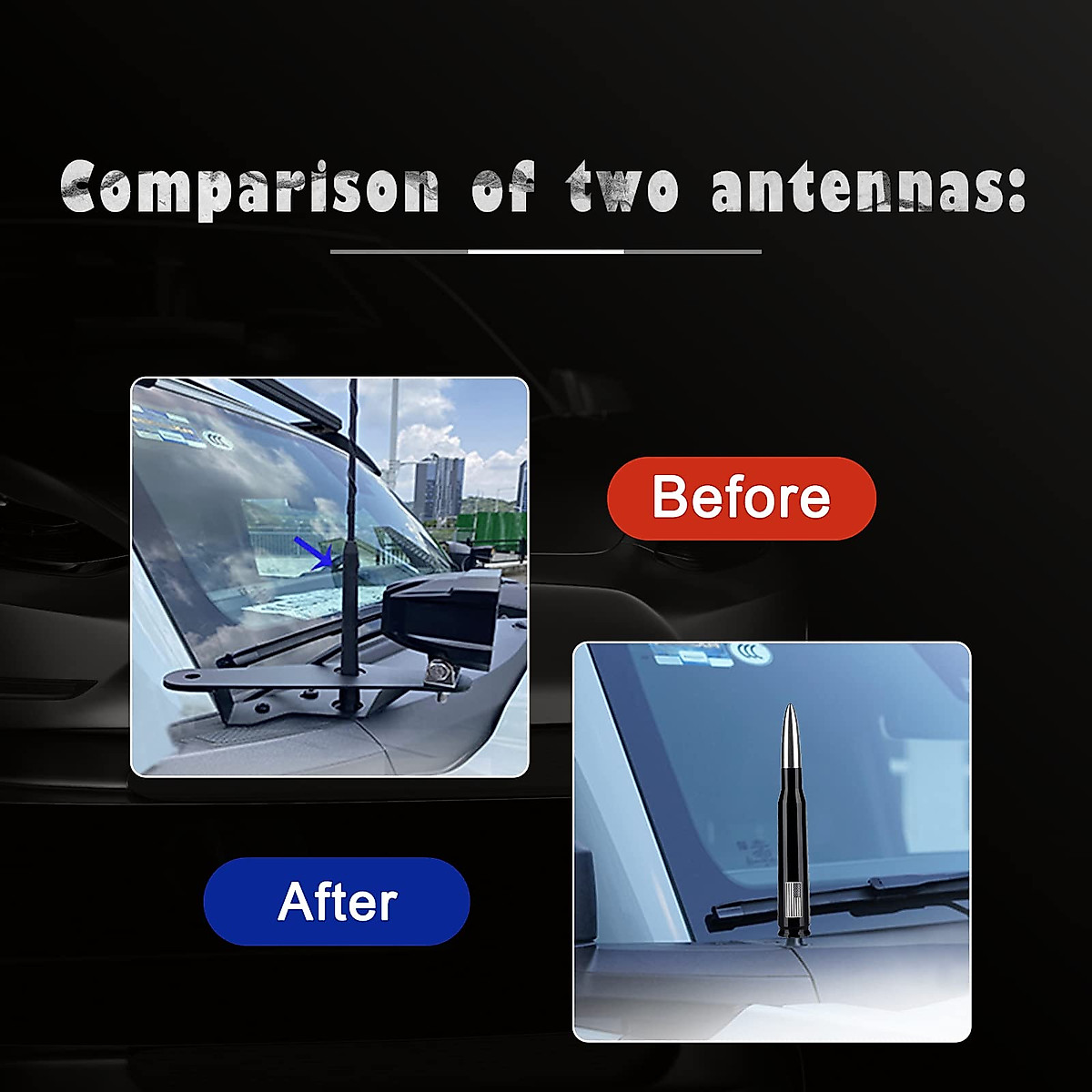 Miytsya Car Truck Bullet Antenna American Flag for GM Chevy Silverado 1500 2500 3500 HD Avalanche GMC Sierra 1500 2500 3500 Denali Heavy Duty Pickup Trucks Accessories (Silver)