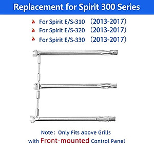 X Home 69787 Grill Burner Tubes Replacement for Weber Spirit & Spirit II 300 Series, Spirit II E-310 Grill with Front Control, Heavy Stainless Steel, 18-Inch