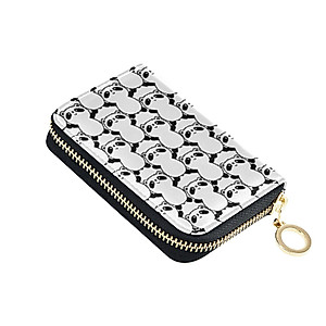 Sletend Cartoon Panda RFID Credit Card Holder Leather With Zipper Card Case Wallet for Women Girls