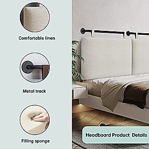 BSHOMGI Headboard for Queen Size Bed, Wall Mounted Headboard with Linen Queen Headboard Only Height Adjustable Beige Head Boards for Bedroom(Beige, Queen)