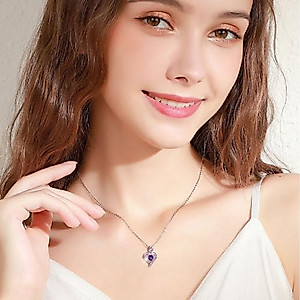 Blue Rose Box with Crystal Necklace - Real Eternal Rose with 925 Sterling Silver Heart Necklace,Enchanted Flower with Blue Birthstone Pendant Gift for women on Valentine's Day Anniversary Wedding.