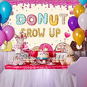Donut Grow up Birthday Backdrop Sweet Donuts Photography Background Donut Party Decorations for Newborn Kids Girls Birthday Party Baby Shower Party Supplies