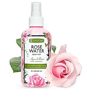 De La Cruz Rose Water Body Mist - Rosewater Spray for Face, Skin and Hair 8 fl oz (1 Bottles)