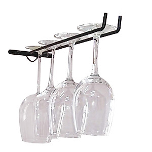 Stemware Wine Glass Rack Wall Mountable Heavy Duty Thick Wrought Exquisite bronze black powder coating 2 Rows 10.2 Inch Deep,Metal Storage Hanger for Kitchen or Bar