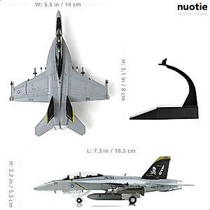 NUOTIE 1/100 F/A-18 Super Hornet Diecast Metal Fighter Jet Model Kits Pre-Build Replica 1943-2018 Jolly Roger Livery Military for Display Collection or Gift