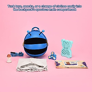 Baby Backpack with Leash for Toddler,Small Bee Backpack for kids,Anti Lost Bag (Blue)