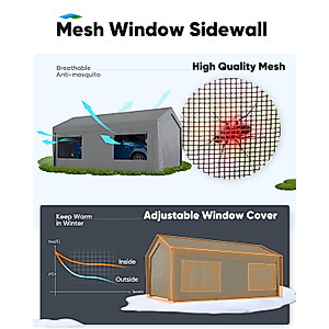 Quictent 13'X20' Heavy Duty Carport Car Canopy Galvanized Car Port Garage Outdoor Carport Canopy Boat Shelter with Reinforced Ground Bars-White