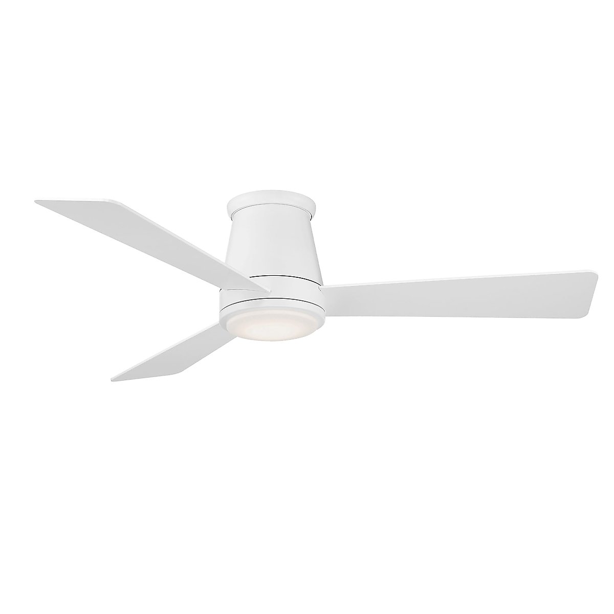 WAC Smart Fans Hug Indoor and Outdoor 3-Blade Flush Mount Smart Home Ceiling Fan 52in Matte White with 3000K LED Light Kit and Remote Control works with Alexa and iOS or Android App