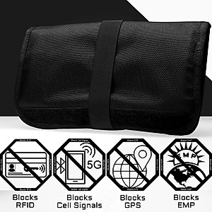 Xtreme Sight Line ~ Xecutive Faraday Bag for Phones and Other Small Electronics (11" x 9") ~ Data Security for Executive Travel ~ Shoulder Strap Included ~ Tracking/Hacking Defense