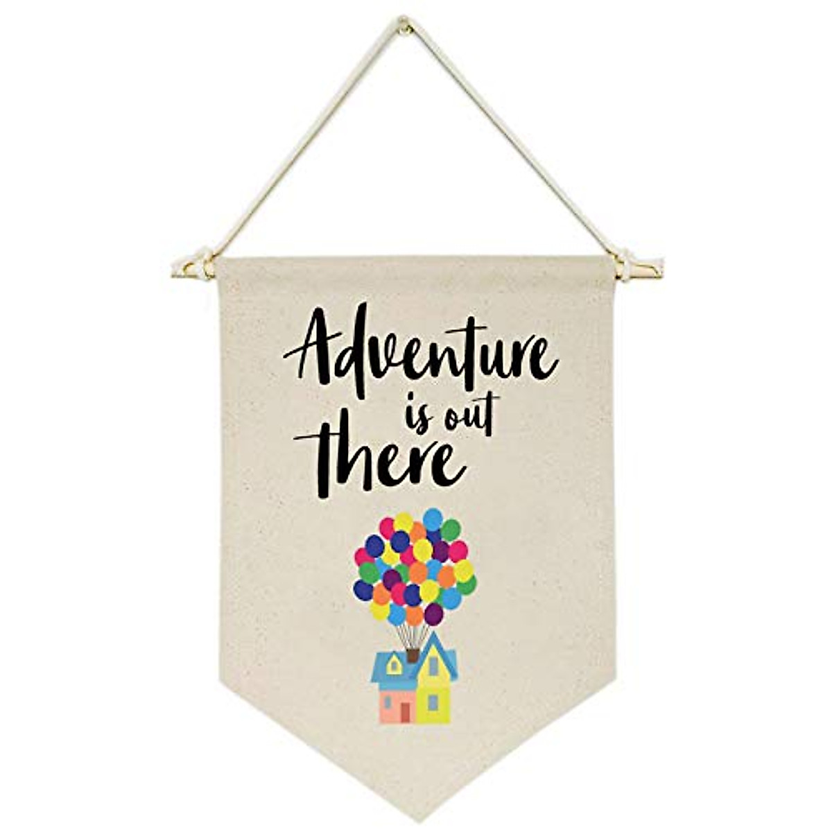 Adventure Is Out There -Canvas Hanging Flag Banner Wall Sign Decor Gift for Baby Kids Girl Boy Nursery Teen Room Front Door - Hydrogen Balloon, Travel Around the World