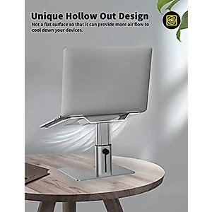 Ergopollo Laptop Stand for Desk, Computer Stand Adjustable Height, Ergonomic Notebook Laptop Riser, Aluminum Metal Holder Compatible with 10 to 15.6 Inches Notebook PC Computer, Silver
