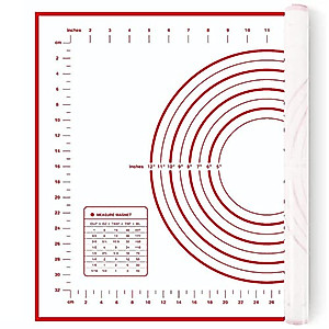 Extra Large Pastry Mat with Measurements 3 Size - 11 Inch, 16 Inch, 24 Inch, Nonstick Silicone Baking Fondant Measuring Pad for Rolling Dough Pie Crust, Pizza and Cookies