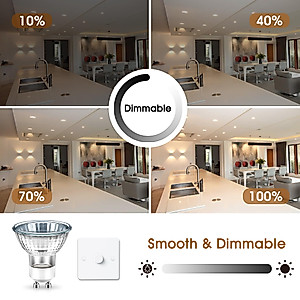 GU10 Halogen 50W Bulbs, 120V Halogen Light Bulb, GU10 Base Replacement for Candle Warmer Lamp Bulb, Warm White GU10+C Dimmable Glass Cover for Spot Track Lighting, Range Hood Lights, 3 Pack