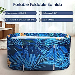 AellerSen Portable Bathtubs, Foldable Soaking Bathing Tub for Adults, Oval Bathtubs for Showers, with Thick Insulation Foam to Keep The Temperature (Blue)