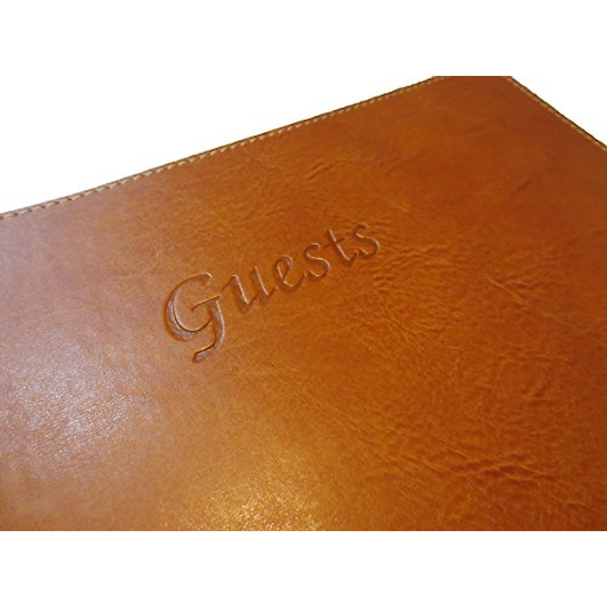 Fiorentina Soft Cover Italian Leather Guest Book with Guests Embossed on Cover - Tan