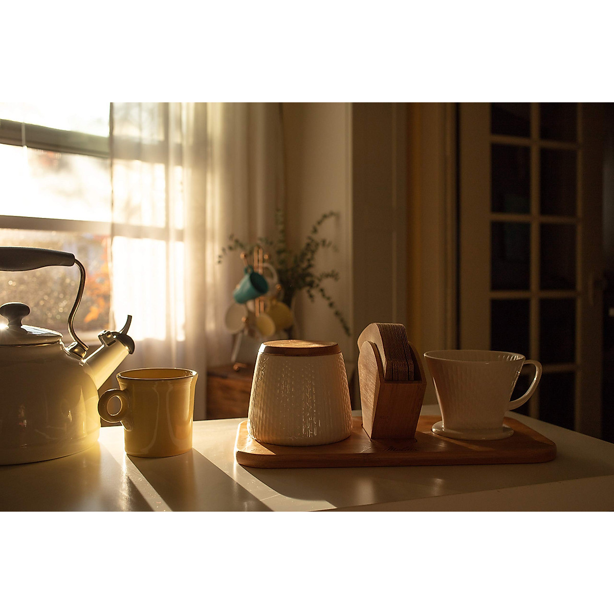 Melitta Artisan Porcelain Pour-Over Coffeemaker and Canister Set, White