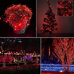 Beewin Outdoor Solar String Lights, 2 Pack 33ft 100L Solar Copper Fairy Lights,8 Modes Twinkle Lights Decor for Indoor Outdoor Patio Yard Trees Christmas Wedding Party (Red)