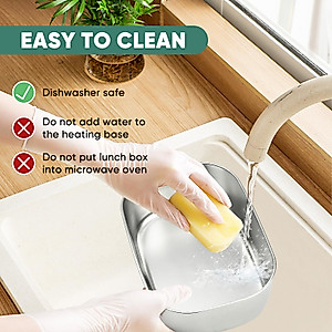 80W Faster Heated Lunch Box for Adults, Electric Lunch Box for Car/Truck/Office, with Dual 1.5L 304 Stainless Steel Food Containers, 0.45L PP Fruit/Snack Container, Fork & Spoon, Insulated Carry Bag