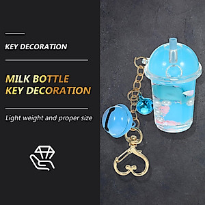 PRETYZOOM 2pcs Milk Tea Cup Pendant Bell Key Chain Acrylic Key Chain Elegant Key Chain Bag Pendant Key Ring Holder Milk Bottle Key Decoration Keychain Holder Key Accessory Bell Key Ring