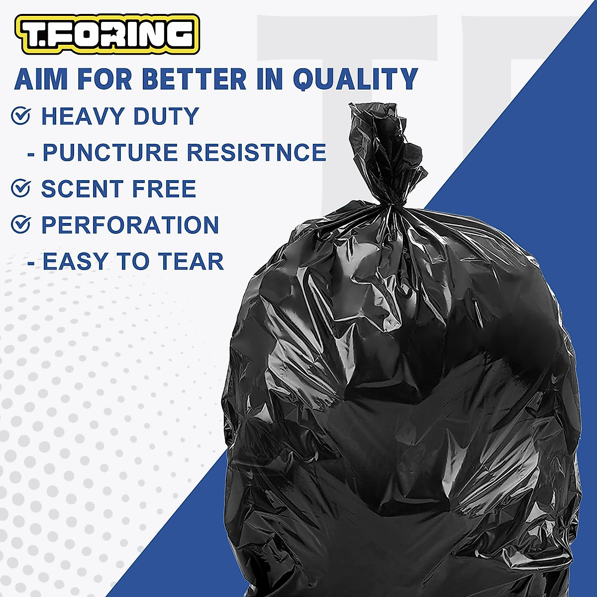 Large Contractor Trash Bags 40-45 Gallon - 100 Count Heavy Duty Black Garbage Bags Unscented Thick Commercial Trash Can Liners for Construction Industrial Yard Outdoor Lawn and Leaf