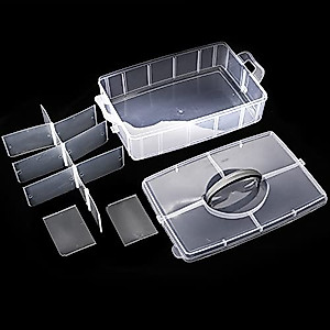 ZEAYEA 6 Layer Stackable Storage Container with 60 Adjustable Compartments, Plastic Beads Organizer Box, Arts Crafts Storage Organizer for Beauty Supplies, Nail Polish, Jewelry, Sewing Accessories