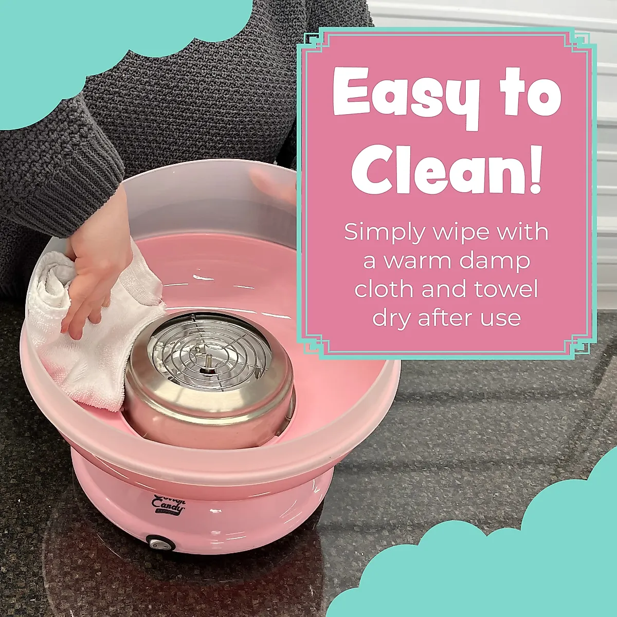 Cotton Candy Express CC1000-S Cotton Candy Machine, with 3 - 11oz. Jars of Cherry, Grape, Blue Raspberry, Orange, Pink Vanilla Floss Sugar & 50 Paper Cones Easy to Use and Clean