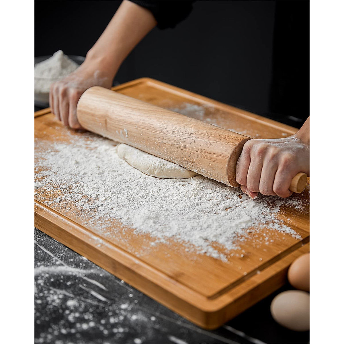 Extra Large Cutting Board for Kitchen, BEZIA 23" x 18" Thick Chopping Butcher Block with Juice Groove, 100% Natural Bamboo Cheese Charcuterie Carving Serving Board Tray for Meat, Fruit, & Snacks