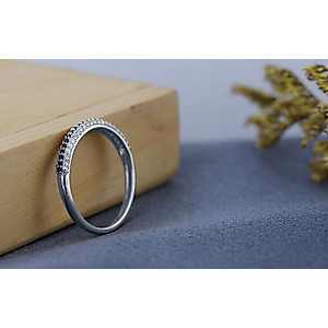 Dazzlingrock Collection Round Blue Sapphire & White Diamond Anniversary Wedding Band For Women | 10K White Gold, Size 8