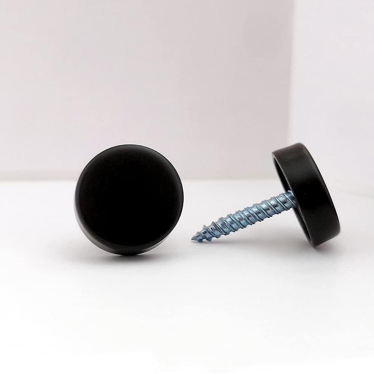 GIFTED LUGAR 4 PC 35 Dia Polished Decorative Screw CoversCaps,Stainless Steel Exposed Screw Head Covers wWashers for Furniture Indoor Outdoor Use, Round Shape (Matte Black)