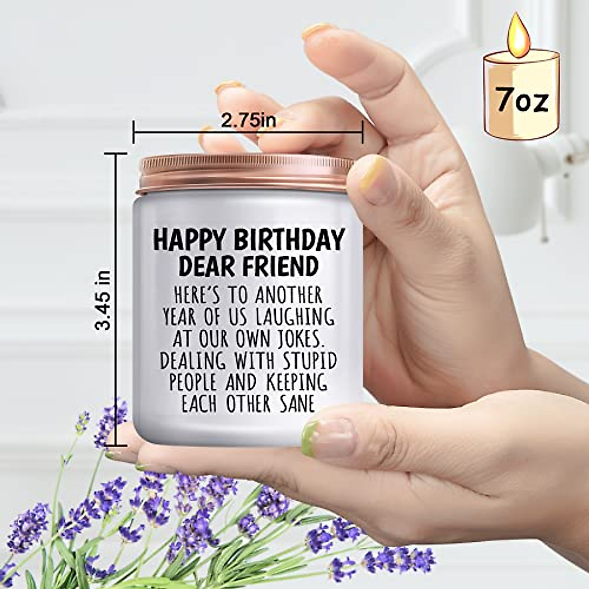 Happy Birthday Gifts for Women - Funny Gift for Best Friend Coworker Classmate Bestie Present Lavender Candle