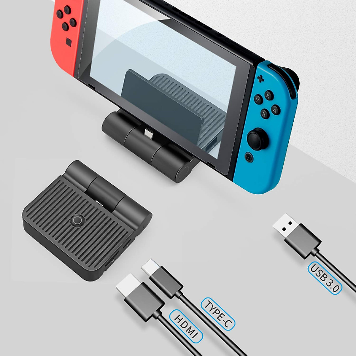 Switch HDMI Dock, Foldable Switch HDMI Docking Station, Portable TV Dock for Switch/Switch OLED with Screen Switch Button, USB C Power Input and USB 3.0 Port