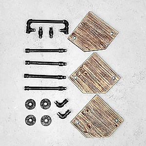 MBQQ Industrial Pipe Shelf,Rustic Corner Shelves with Towel Bar,Bathroom Shelves Wall Mounted,3 Tiered Metal&Real Wood Home Decor Floating Shelves