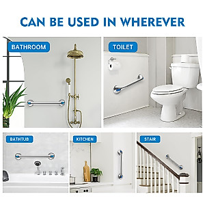 untovei 21-Inch Grab Bar for Shower 2 Pack Chrome Suction Cup Shower Grab Bar for Bathtubs & Showers Safety Bathroom Assist Handles Handicap Injury Elderly Senior Assist Handle