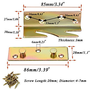 Bed Rail Bracket,4 Piece Heavy Duty Non-Tenon Bed Rail Accessories,Wooden Bed Frame Connector with Screws,Suitable for Bed Head and Foot Board