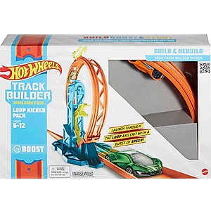 Hot Wheels Track Builder Unlimited Playset Loop Kicker Pack, 10 Track Component Parts & 1:64 Scale Toy Car