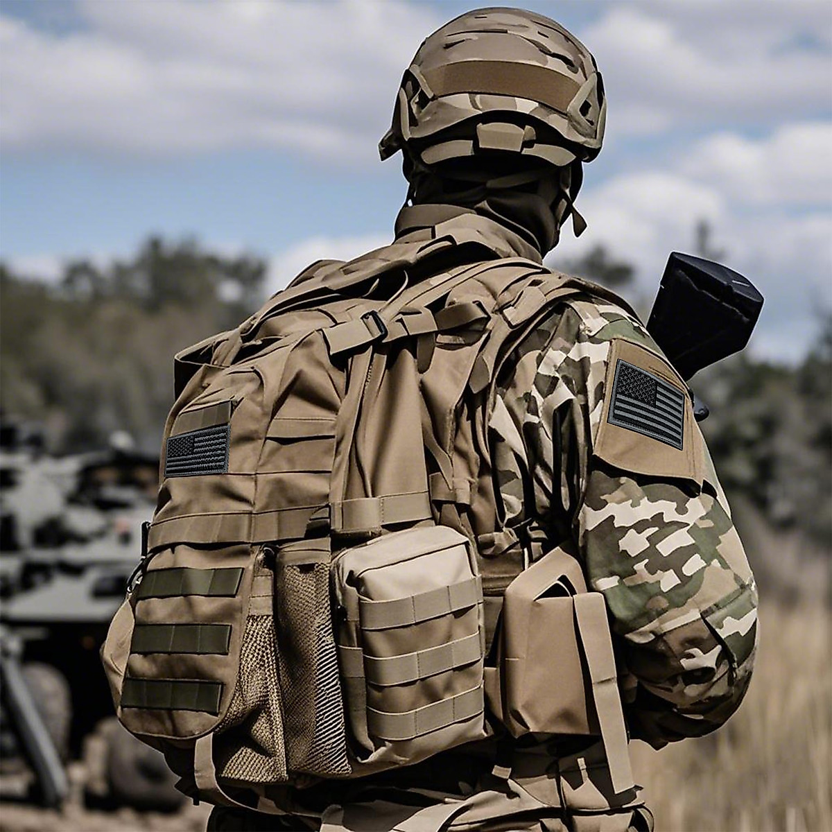 2 Pieces Tactical USA Flag Patch -Black & Gray- American Flag US United States of America Military Uniform Emblem Patches (2 Packs)