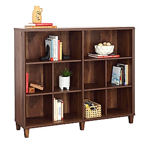 Sauder Willow Place Cubby Storage Organizer Book Shelf, Grand Walnut Finish