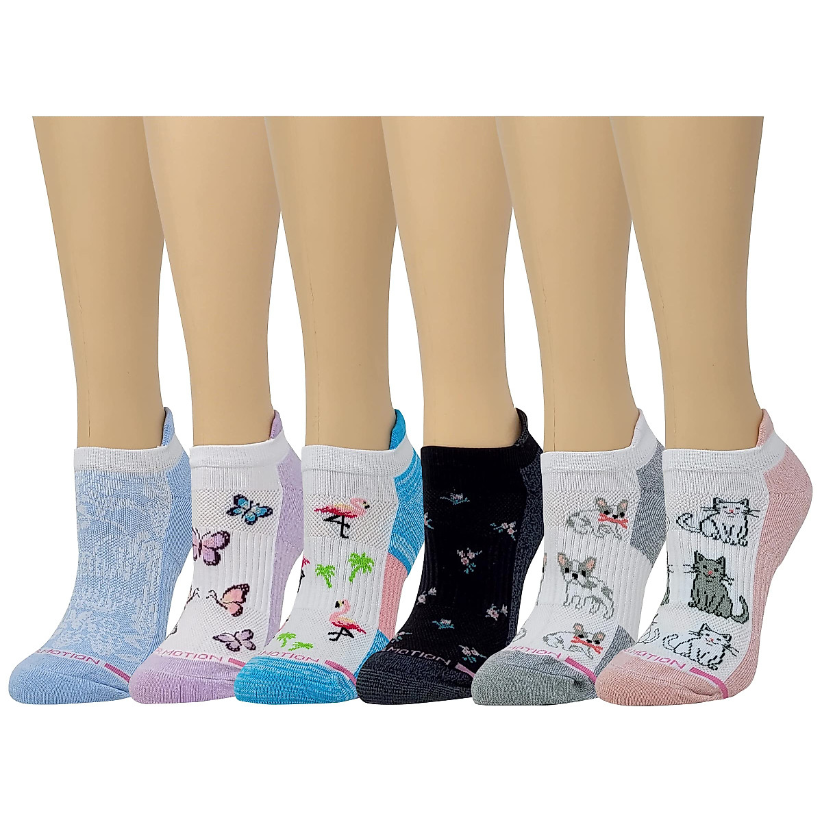 Motion Dr Women's 6pk Compression Low Cut Anklet Socks (9-11, Assorted)