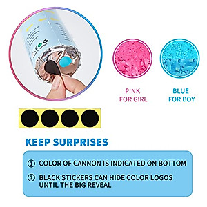 PFXNJDEQ Gender Reveal Confetti Powder Cannon, 4 Pink, 12 Inch, 100% Biodegradable Powder and Confetti, Gender Reveal Decorations, Gender Reveal Party Game Ideas, Gender Reveal Party Supplies (Pink)